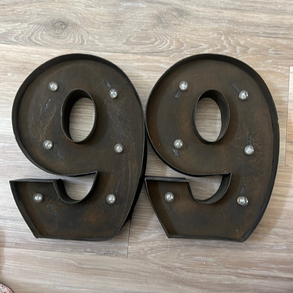 Accents | Vintage Retro Lights Number 9 1inch X 12inch Wall Art For Two ...